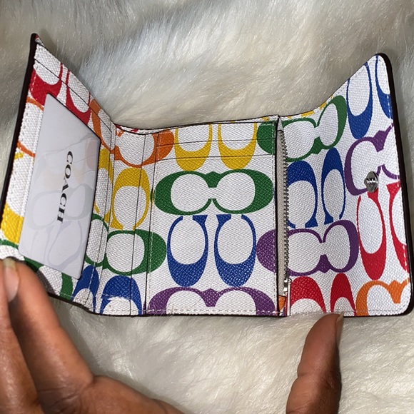 Coach | Bags | Coach Pride Trifold Wallet In Rainbow Signature | Poshmark